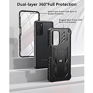 SOiOS for Samsung Galaxy A03S Phone Case: Built in Hard Kickstand & Touch Protector Military Shockproof TPU Durable Soft Rugged Heavy Duty Armor Full Body Protection Grade Phone Cover - Black