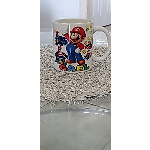 Personalize your Mario Bros chocolate or coffee ceramic mug, Mario gift mugs, gamer mug, put your name or text for front and back, use with left or right hand.Tazas personalizadas.