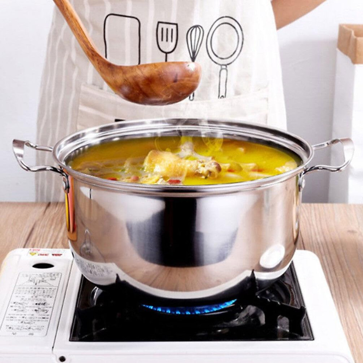 Ciieeo Stainless Steel Stockpot with Glass Lid Multipurpose Stock Pot Heavy Duty Soup Pasta Canning Pot Boiling Stew Induction Pot Nonstick Cooking Pot Sauce Pot 16cm