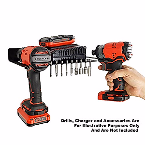 Koova Power Tool Storage Rack | Heavy Duty Garage Organizers and Storage | Tool Organization w/Drill Bit Storage | Wall Tool Organizer