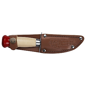 HELLE Knives - Speider Pike (Girl) - Fixed Blades - Stick Tang - Beginner, Scout, Learning - 12C27 Stainless Steel - Leather Sheath - Made in Norway