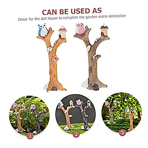 HANABASS 8 pcs Crafts Plant Simulations Bonsai Gardening Figurines Decors Doll Decoration Cartoon Tree Figurine Branch Animals Bird Pots House Decorations Ornaments Potted Mini for