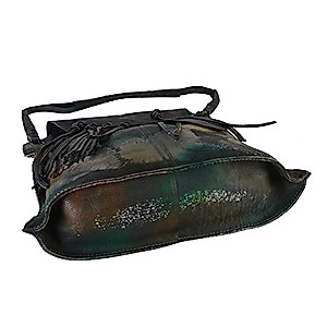 DIOPHY Fringe Genuine Leather Large Hobo Shopping Tote Handbag 150294 Brown