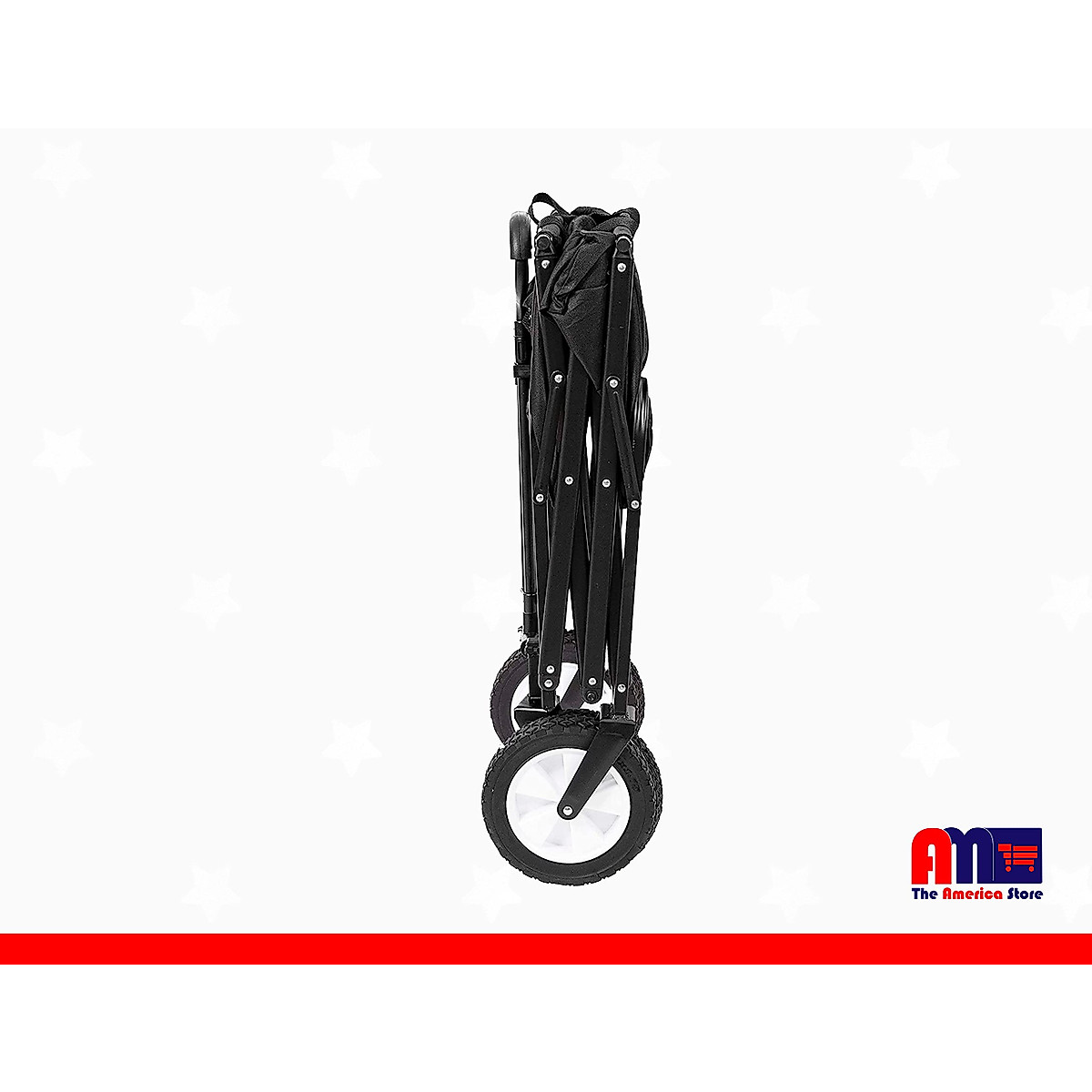 AM The America Store - Collapsible Foldable Wagon, Beach Cart Large Capacity, Heavy Duty Folding Wagon Portable, Collapsible Wagon for Sports, Shopping, Camping (Black)