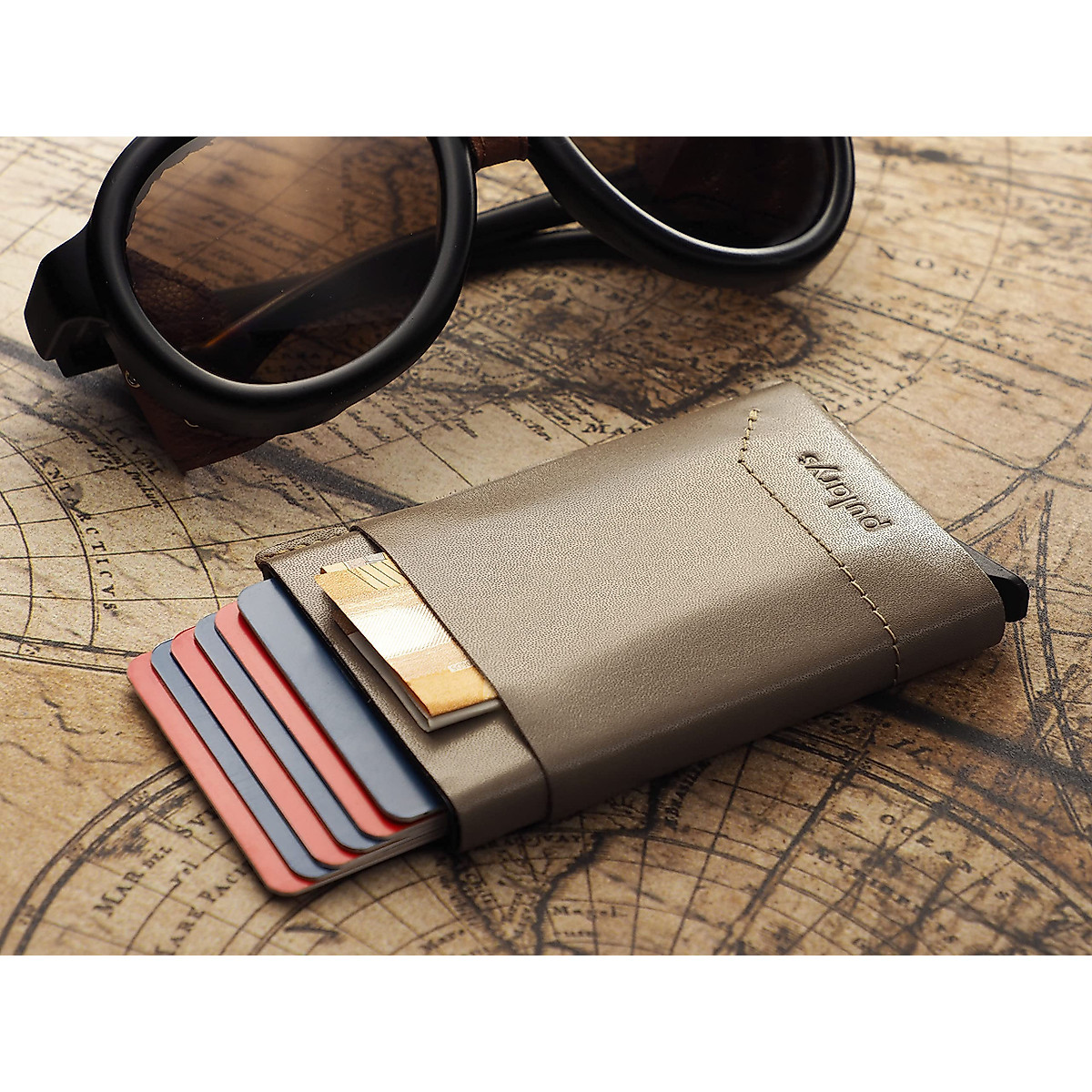 PULARYS GOBI Wallet - Made of Italian Leather - RFID Protection - 2 Pockets for Banknotes - Holds up to 6 Cards - For Men & Women - Minimalist Design - Caffe Latte Colour