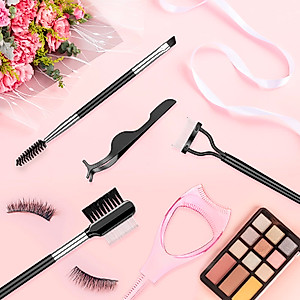 Eyelash Mascara Guard Eyelash Comb Eyebrow Brush Mascara Shield Applicator Guard Eyelash Separator Tool Eyelash Tweezers Eye Makeup Tools for Women Girls 8 Pieces