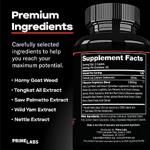 Prime Labs - Men's Testosterone Booster (2 Pack) - Stamina, Endurance, & Strength Booster - 120 Caplets