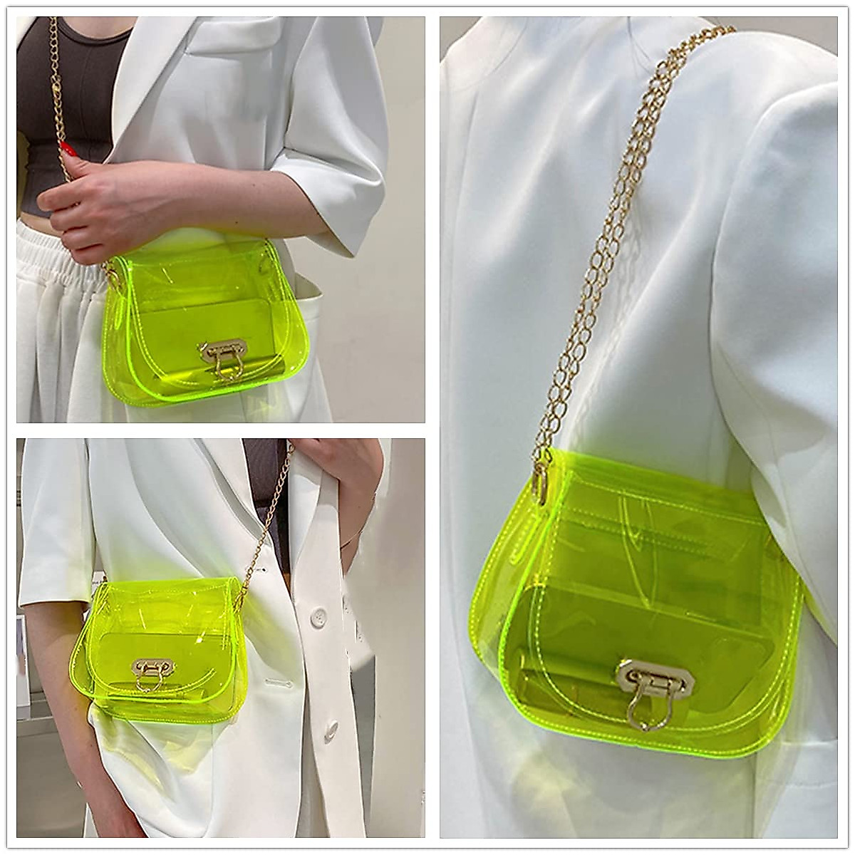 MINGSEECESS Women Clear Crossbody Purse Bag Transparent Clutch Message Bag See Through Handbag Wallet