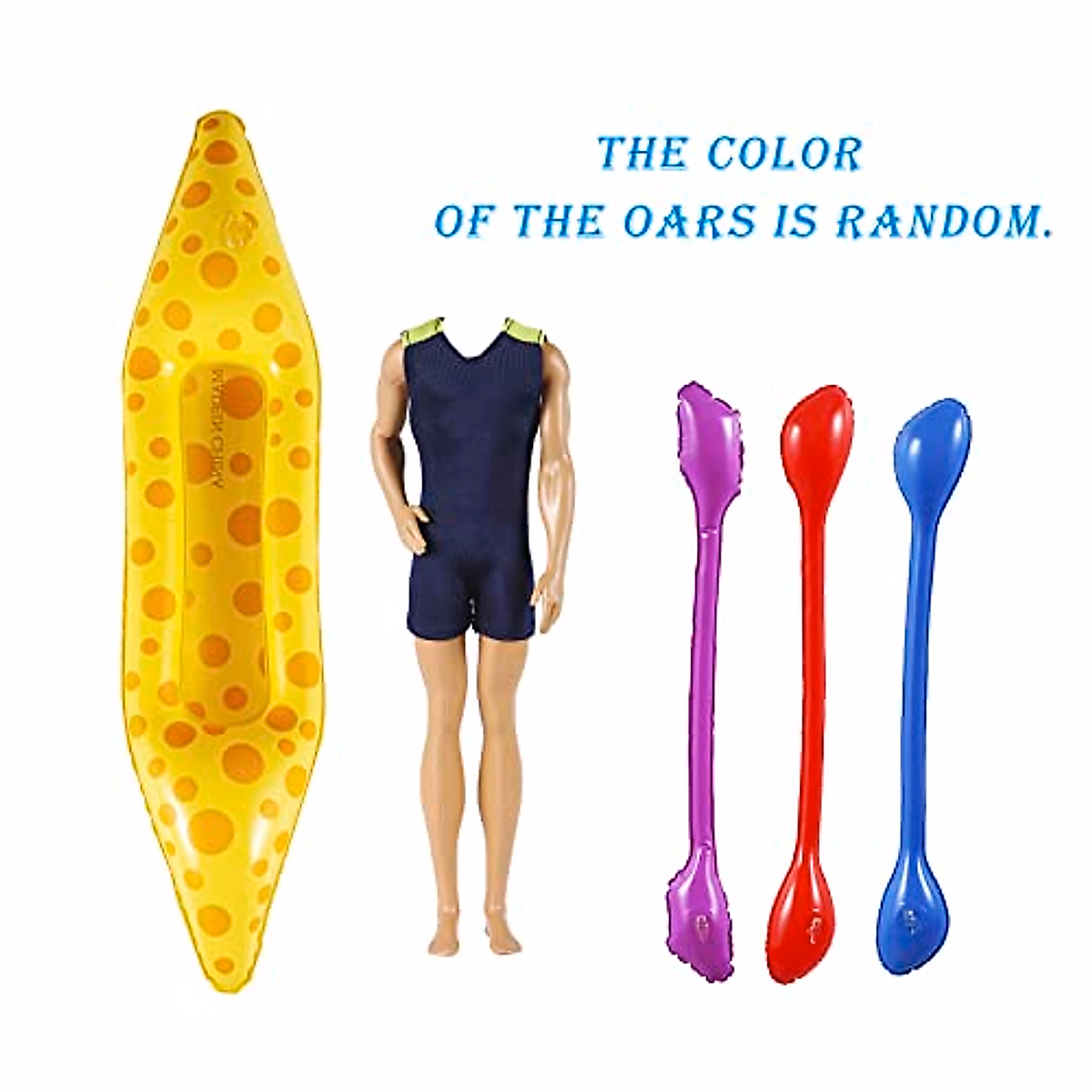 E-TING Beach Short Sleeve One Piece Swimwear Swimsuit with Toy Boat Ship Kayak Accessories for 12-inches Boy Doll