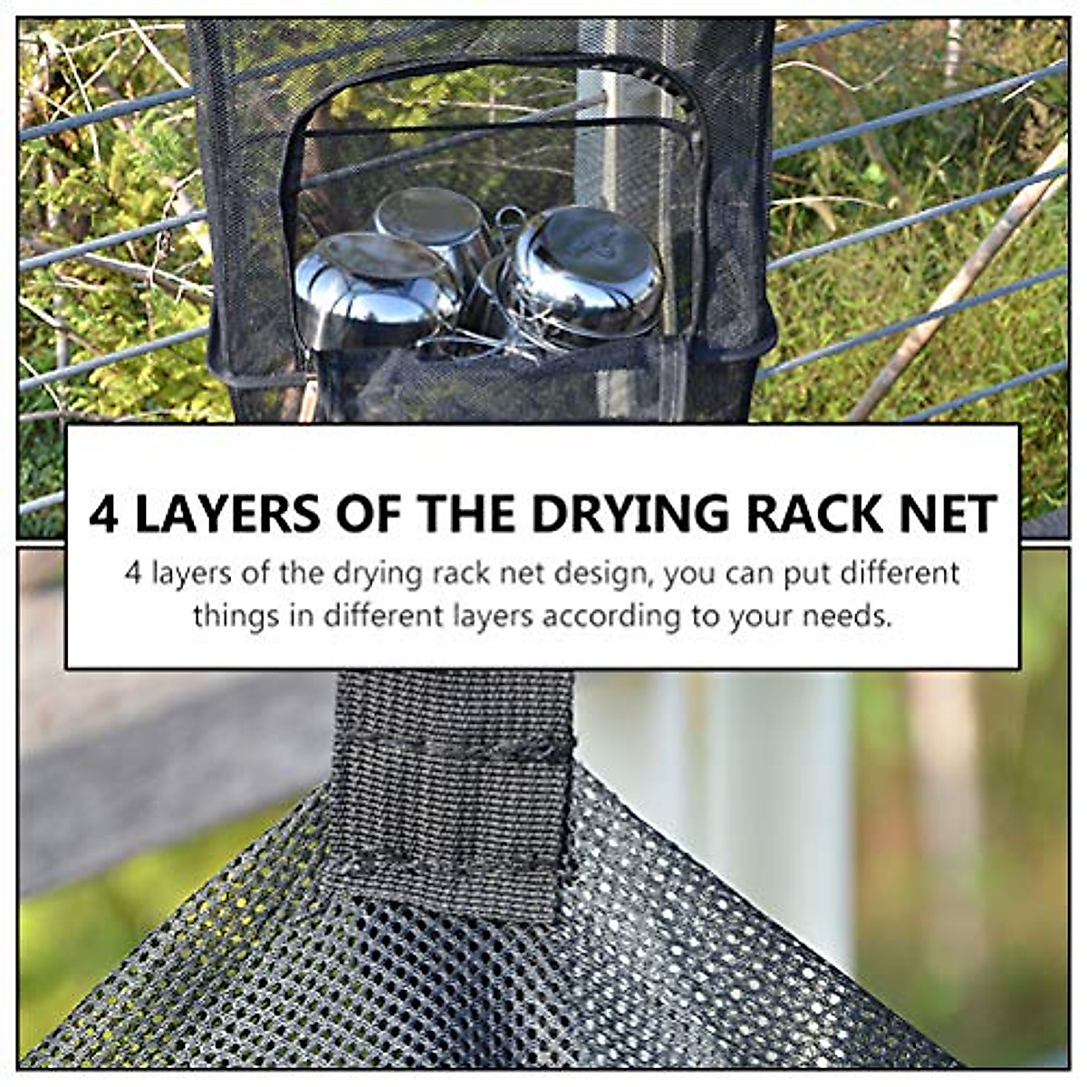 BESPORTBLE Foldable 4 Layers Hanging Drying Net Hanging Dryer Net with Zipper for Outdoor Exquisite Home Accessories