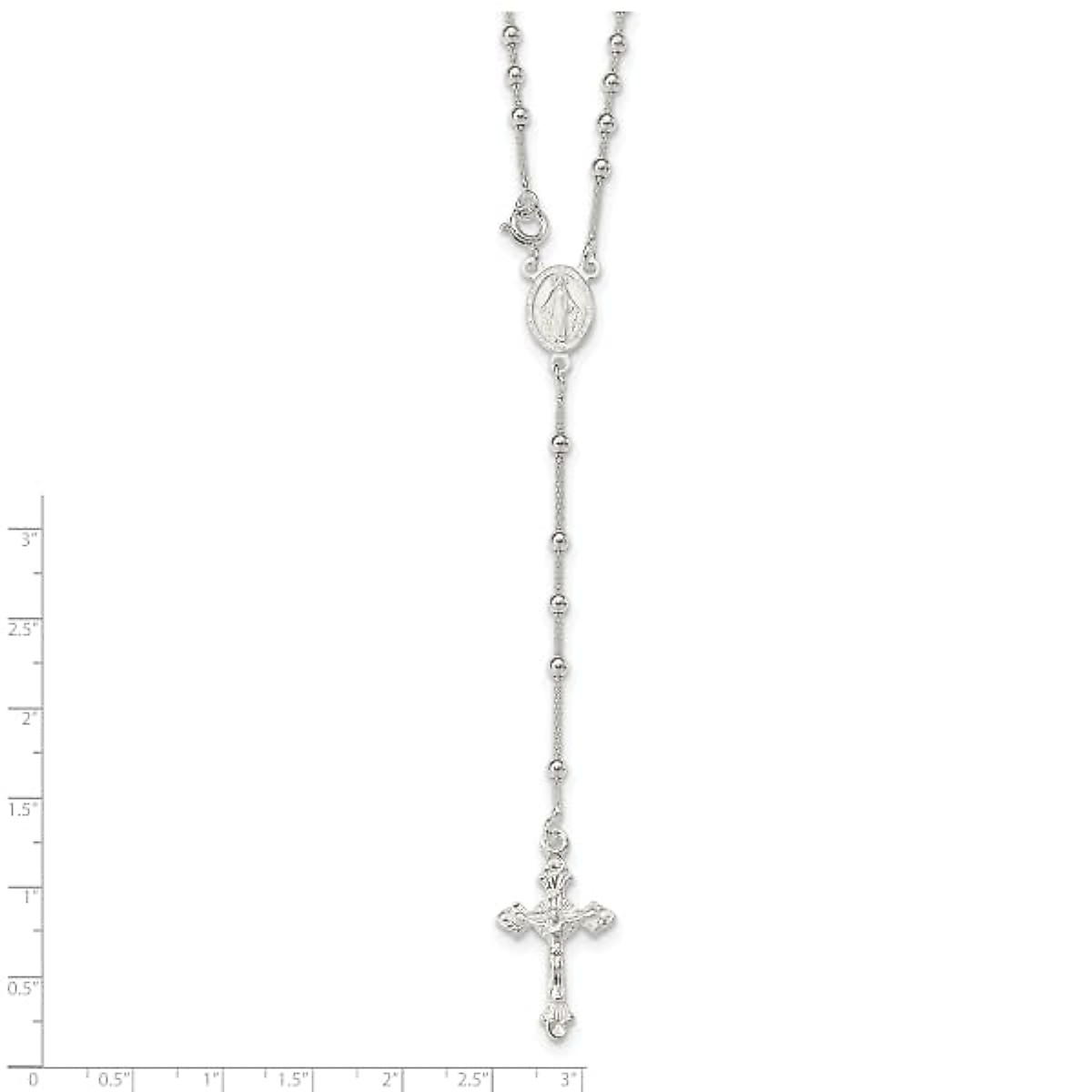 IceCarats 925 Sterling Silver Bead Rosary Necklace 16 inch Chain