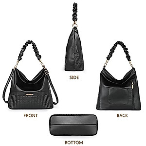 Montana West Vegan Leather Tote Handbag for Women Concealed Carry Purse Hobo Ruched Shoulder Bag Crossbody Bag MWC-G072BK