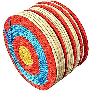 AMEYXGS 4-Ring Bullseye Archery Shooting Target Handmade Traditional Straw Target 1-5 Layer Target Solid Round for Outdoor Sports Hunting Shooting Practice (1 Layer)