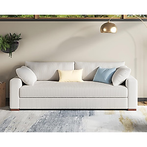 Jocisland Sofa, 3 Seater Comfy Couch, Modern Sofa Couch with Corduroy Upholstered, Couch for Living Room Home Office -White Couch