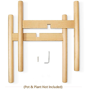 Mkono Plant Stand Mid Century Wood Flower Pot Holder (Plant Pot NOT Included) Modern Potted Stand Indoor Display Rack Rustic Decor, Up to 10 Inch Planter, Natural