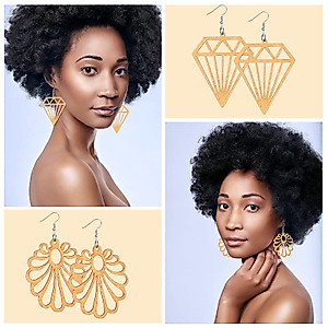 Hicarer 20 Pairs African Wooden Dangle Earrings Drop Earrings Boho Pendant Dangle Earrings Jewelry Natural Wooden Dangle Earrings for Women(Boho Style)