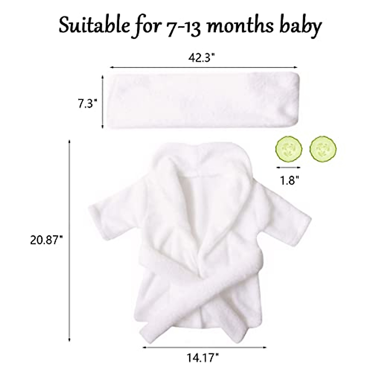 Newborn Photography Prop Bathrobe Baby Photo Props Bathrobe Outfits Infant Bath Robe Bath Towel Sets for Boy Girl Newborn Photography Outfits Spa Salon Baby Photoshoot Props 6-13 Months (Large, White)