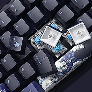 PBT Keycaps 60 Percent, Great Wave Off Kanagawa Japanese Keycaps, DYE-Sub Custom Keycaps Set, Cherry Profile Keycaps for 61/64/66/68 Cherry Gateron MX Switches Mechanical Keyboard, 78 Key Set