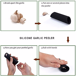 WEPPC Garlic Press Rocker Stainless Steel Garlic Mincer Crusher and Peeler, Ergonomic, Easy to Use, Black