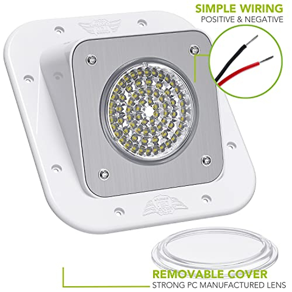 Leisure LED RV Exterior Surface Mount Flood Porch Utility Light - White 12v 1100 Lumen Lighting Fixture Replacement Lighting for Weekend Warrior RVs, Trailers, Campers, 5th Wheels (White)