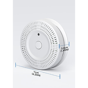 Smoke Detector, ‎Lecoolife, ‎9V Battery Operated Smoke Alarm with LED Indicator, Silence Button, Battery Powered 10-Year, White, 3 Pack