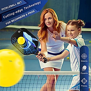 Pickleball Paddles Set of 2 Premium Fiberglass Surface Pickleball Rackets, 4 Pickle Balls, 2 Wrist Bands & 1 Shoulder Bag, 4.9" Cushion Comfort Grip, Pickleball Gifts for Men Women