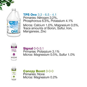 TPS-One Liquid One Part Nutrient from Veg to Bloom, Plus Signal Terpene Enhancer and Canopy Boost Foliar by TPS Nutrients