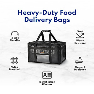 New Star Foodservice 1028690 Commercial Quality Insulated Food Delivery Bag Full-Size, 21.5" W x 11" H x 12.5" D, Black