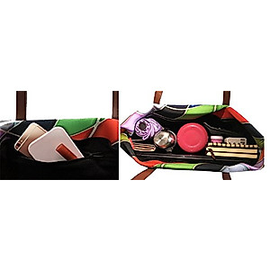 Coloranimal Women Large Shoulder Handbag African Abstract Print Long Purse PU Leather Wallet Set Gift