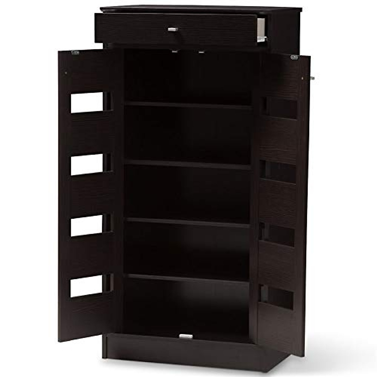 Baxton Studio Acadia Shoe Cabinet in Wenge Brown