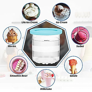 NANOBABY Pint Containers and Lids Replacement Compatible with Ninja CREAMi 7-in-1 Ice Cream Maker, 16oz Pint Cup Replacement for Ninja Creami NC301 Series,NC299AMZ NC300 CN305A CN301CO,4-Pack,BPA Free