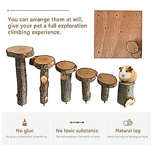 Hamster Climbing Wooden Stand Platform, Pet Cage Playground Natural Wood Bridge ramp Toys for Dwarf Hamsters, Syrians Hamster, Gerbil, Mouse, Rat