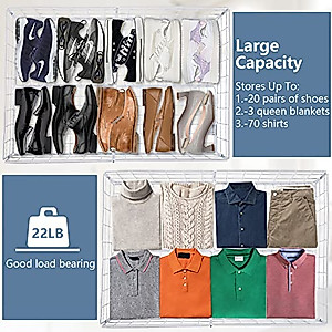 Queen Size Under Bed Storage Cart with Wheels, 30.5*17.7*6.5in Large Capacity Under-bed Shoe Storage Organizer, Rolling Under Bed Drawers for Clothes, Shoes, Bedding, Blankets, White(1 Pack)