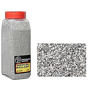 Make Your Day Woodland Scenics Green Blended Turf, Medium Ballast Gray Blend, Scenic Cement Paintbrushes (Pack of 4)