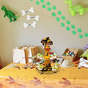 Dinosaur Cupcake Stand for Kids Boys Dinosaur Birthday Jurassic Party Baby Shower Decorations Supplies Favors 3 Tier Dino Cardboard Cupcake Stand for 24 Cupcakes