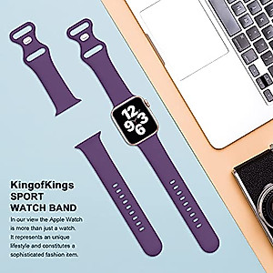 KingofKings Sport Watch Bands Compatible with Apple Watch Band 45mm 44mm 42mm 41mm 40mm 38mm for Women Men, Soft Silicone Replacement Strap Wristband for iWatch Series 8 7 6 5 4 3 2 1 SE