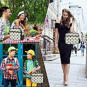 Insulated Lunch Bag for Kids, Leakproof Reusable Boys Girls Lunch Box Container with Detachable Buckled Handle, Durable Nylon Cooler Lunch Tote with Side Pocket for Work School Adult (Green Cactus)