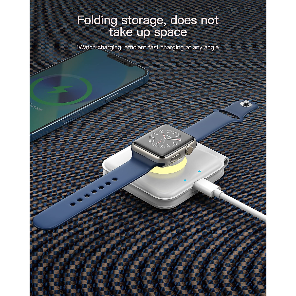 2 in 1 Foldable Wireless Charger, Wireless Charging Station for iPhone 15/14/13/12/11 Pro Max/X/XS, Fast Magnetic Travel Wireless Charging Pad for AirPods 3/2/Pro Apple Watch