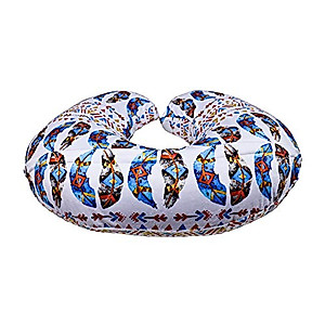 Minky Nursing Pillow Slipcover, Watercolor Feathers & Arrows Colorful Design, Infant Breastfeeding Soft Pillow Cover, Great for Baby Shower for Any Mom to Be