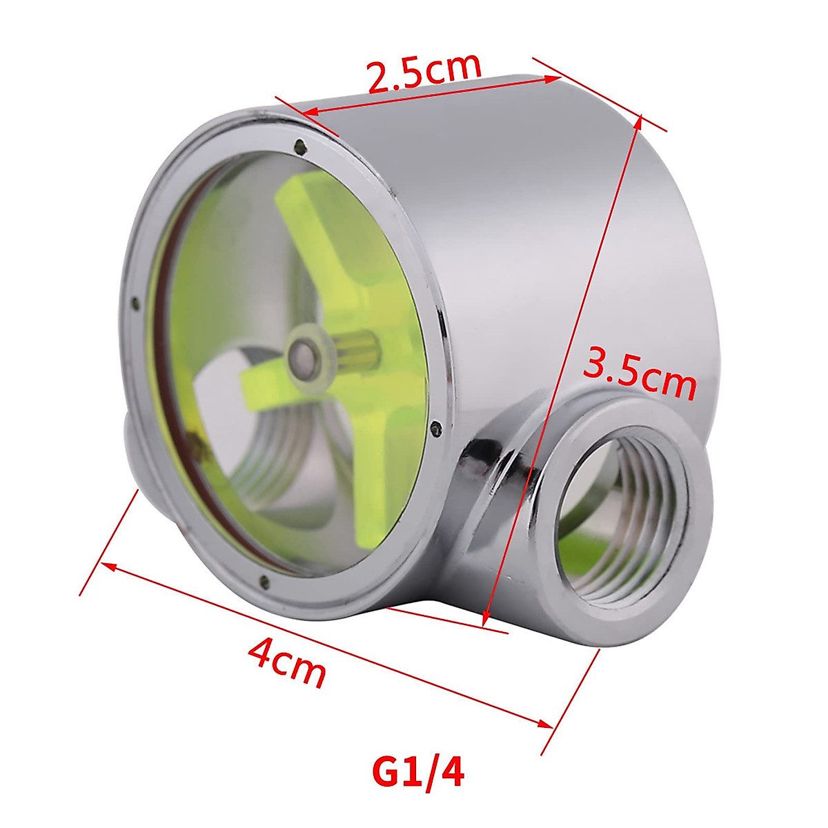 Oumefar Tungsten Alloy Standard Thread Computer Water Cooling Flow Indicator G1/4 Inch Visual Water Flow Indicator for Observing Water Flow Speed etc