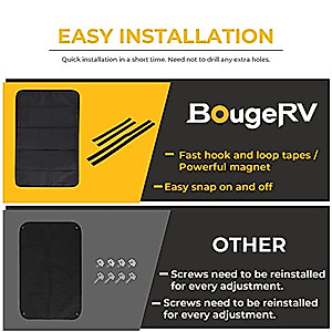BougeRV RV Door Shade Cover, Foldable RV Sun Shade Windshield Blackout Shower Curtains Coverage RV Accessories Fits for Most RV Interior Door Window Oxford Materials Black (25" X 16")