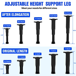 SKMYL Adjustable Height Center Support Leg for Bed Frame,Bed Center Slat Support Leg (7.5~14.5 (2PCS))