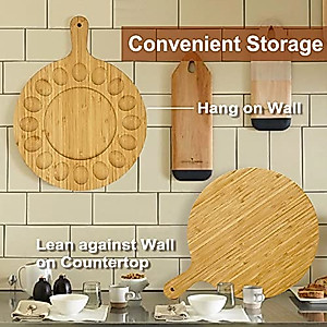 cenleoha Versatile Large Deviled Egg Platter with Handle Reversible Deviled Egg Plate Cutting Board Charcuterie Board Deviled Egg Container Bamboo Egg Holder Serving Tray