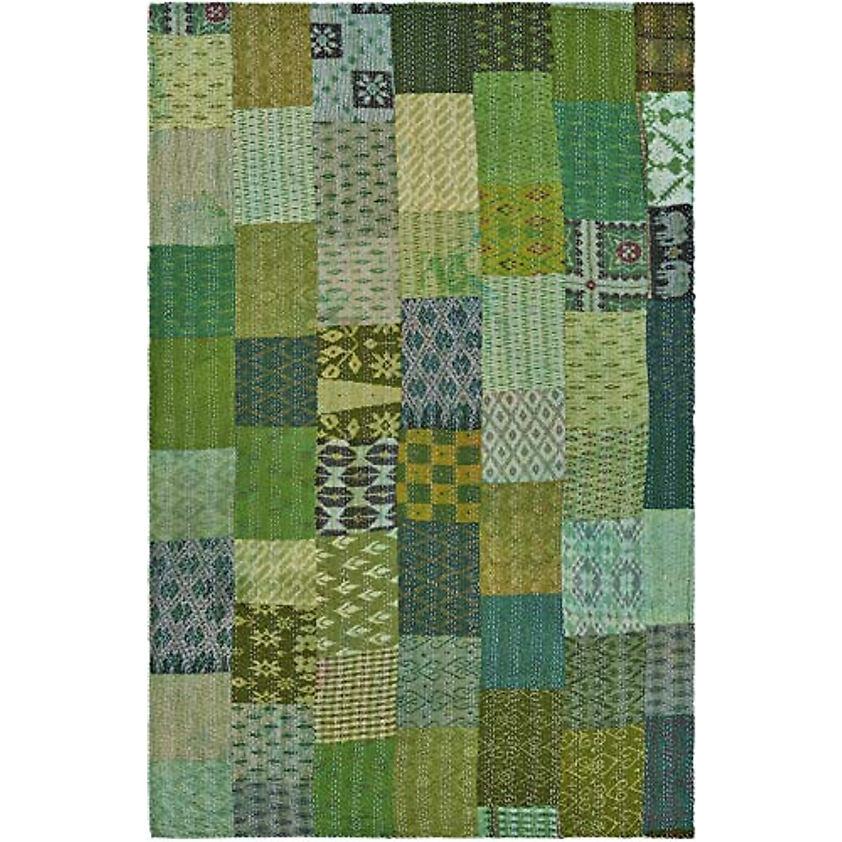 LR Home - LR80156 Peacock Kantha Throw Blanket, 50"X70" Green