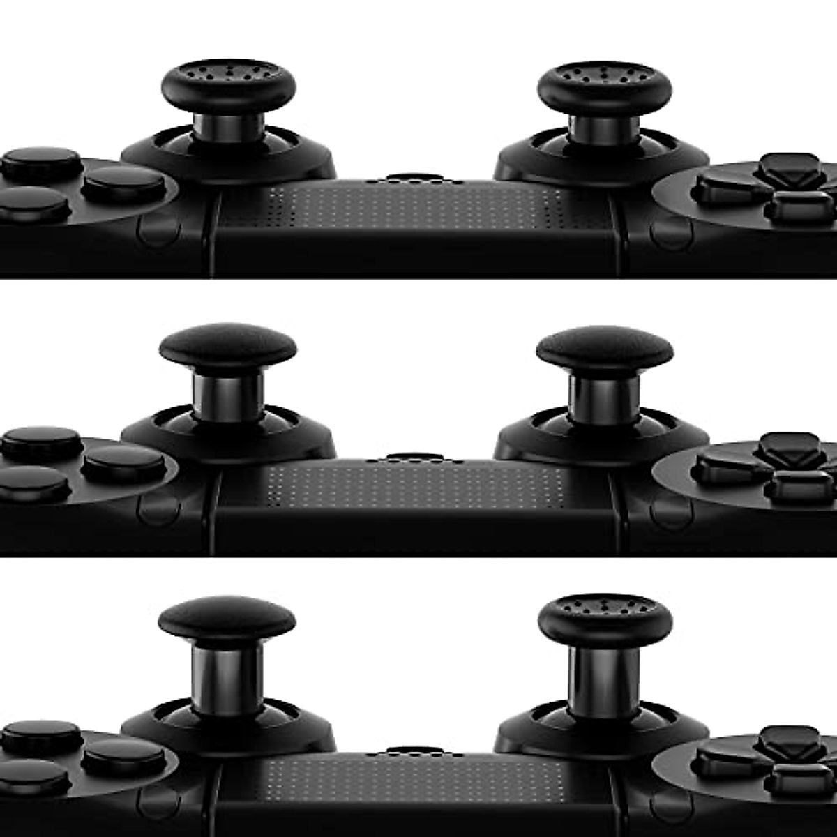 eXtremeRate ThumbsGear Interchangeable Ergonomic Thumbstick for PS5 Controller, for PS4 All Model Controller - 3 Height Domed and Concave Grips Adjustable Joystick - Black