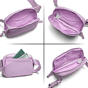 Belt Bag for Women Two-Way Zipper Cross Body Fanny Pack Fashion Waist Packs Everywhere Belt Bag with Adjustable Strap Gifts for Teen Girls Women Men (Lavender)