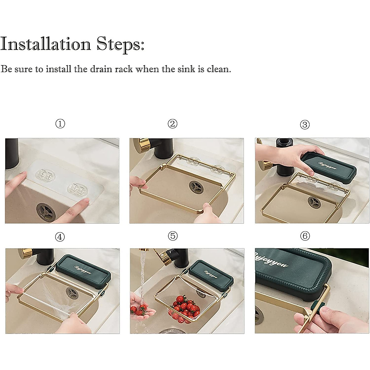 Kitchen Sink Strainer Net, Kitchen Sink Strainer Drain and Rag Rack with 100pcs Filter Bags, Collapsible Kitchen Sink Strainer Drain Basket (Green+100 Filter Nets)