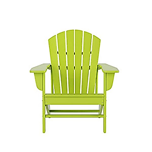 WO Outdoor Furniture Adirondack Chairs, Weather Resistant, Premium Quality HDPE Plastic for Patio, Garden, Backyard, etc, Lime Green