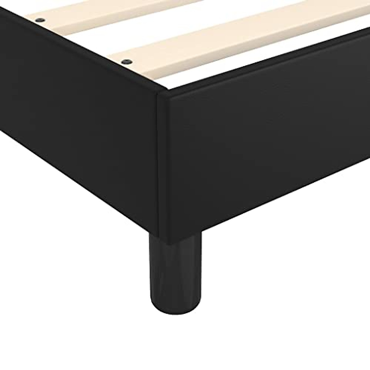 Penau Bed Frames for Bed Room Box Spring Bed with Mattress Black 76"x79.9" King Faux Leather Bed Risers
