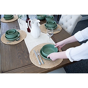 Elanze Designs Bistro Glossy Ceramic 6.5 inch Dinnerware Bowls Set of 4 - Perfect for Everyday uses from Soup, Pasta, Salad, Cereal, Ice cream, Ramen and Pho, Sage Green